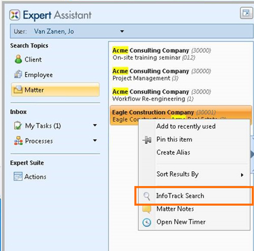 Aderant | Legal Software Integration | InfoTrack